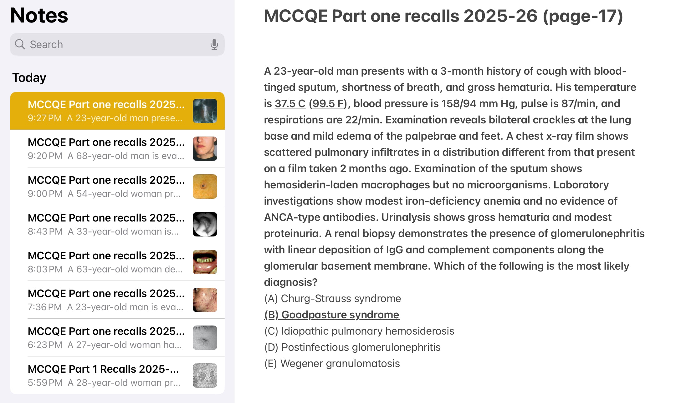 MCCQE Part 1 Recalls / Past Papers / Past Exams 2025–2026 [All Subject ...