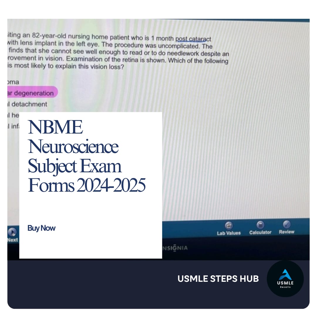 NBME Neuroscience Subject Exam - Recalls/Real Exam Package 2024-2025 – USMLE Steps HUB